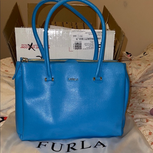 Furla | Bags | Furla Blue Silver Tote Bag Nwot Dust Bag Included | Poshmark